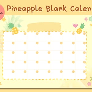 Calender, Pineapple Open Printable Calendar, Open Cute Printable ...
