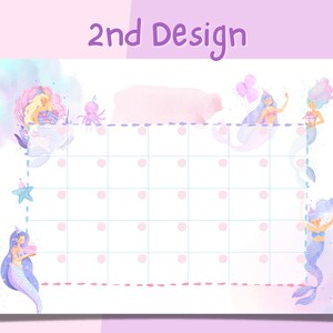 Open Cute Printable Calendar, Blank Calender, Watercolor Mermaids ...