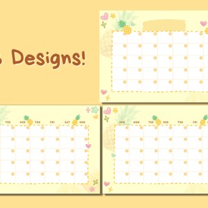 Calender, Pineapple Open Printable Calendar, Open Cute Printable ...