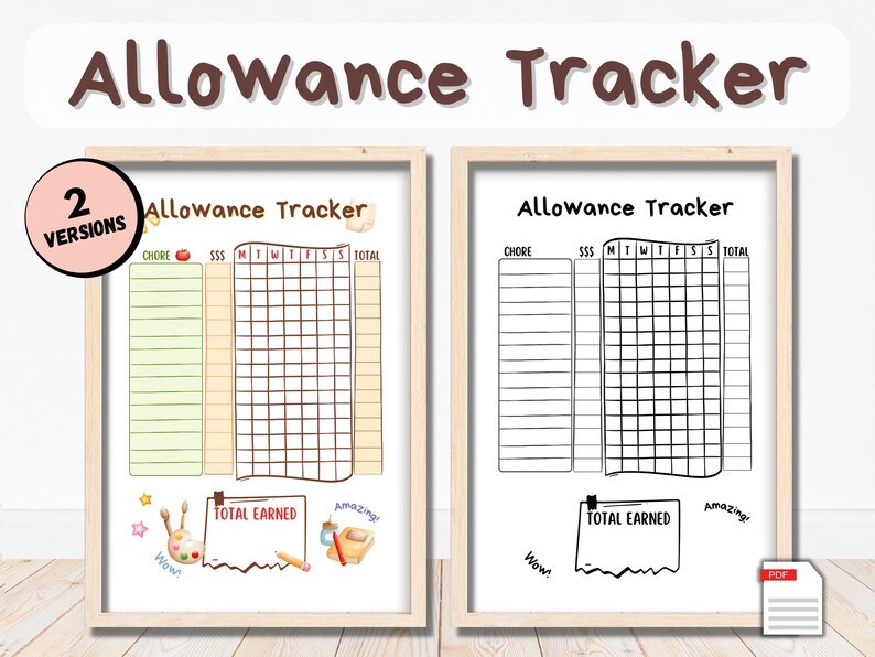 Allowance Tracker for Kids, Allowance Chore Chart, Kids Allowance ...