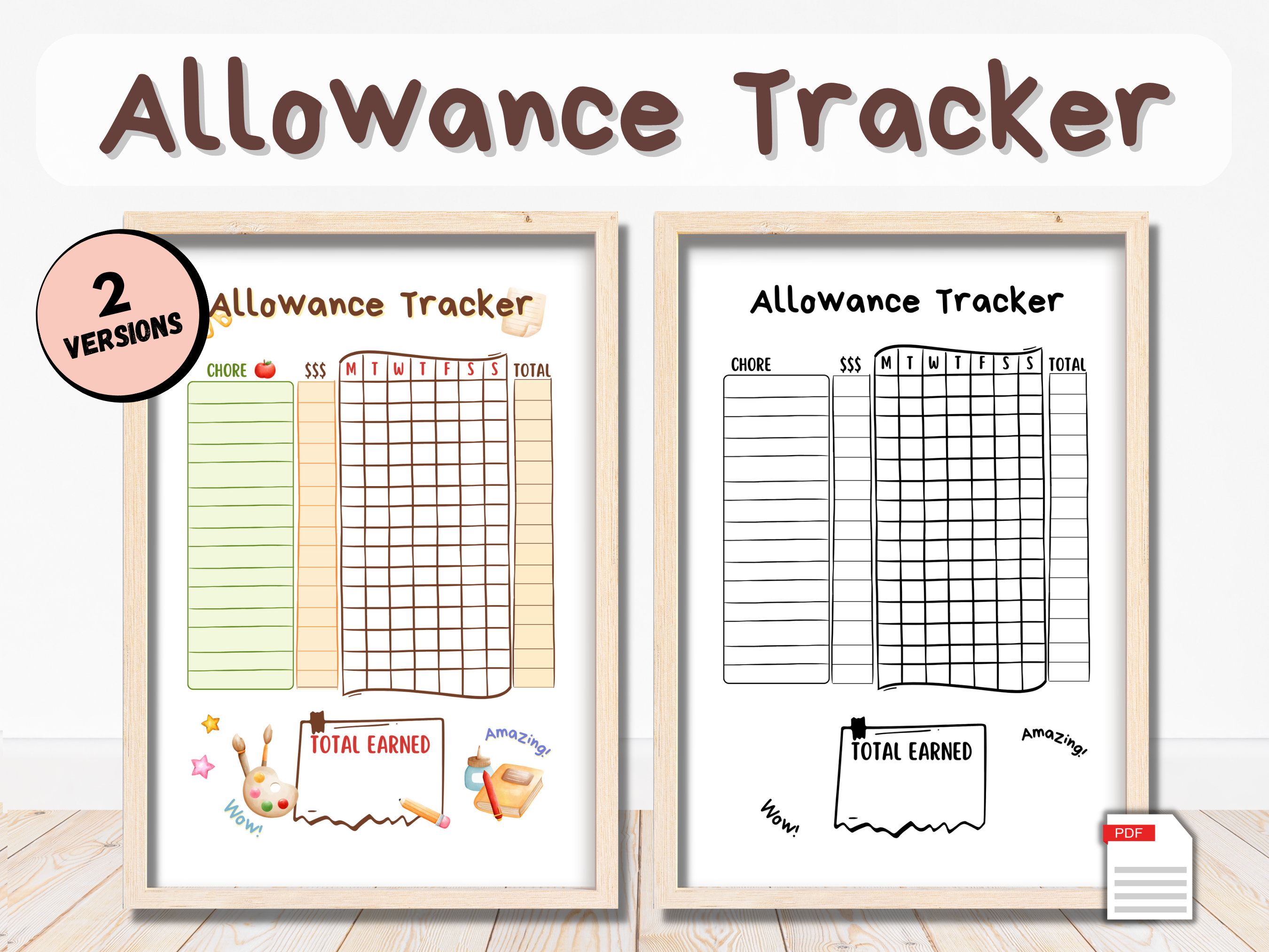 Allowance Tracker for Kids, Allowance Chore Chart, Kids Allowance ...