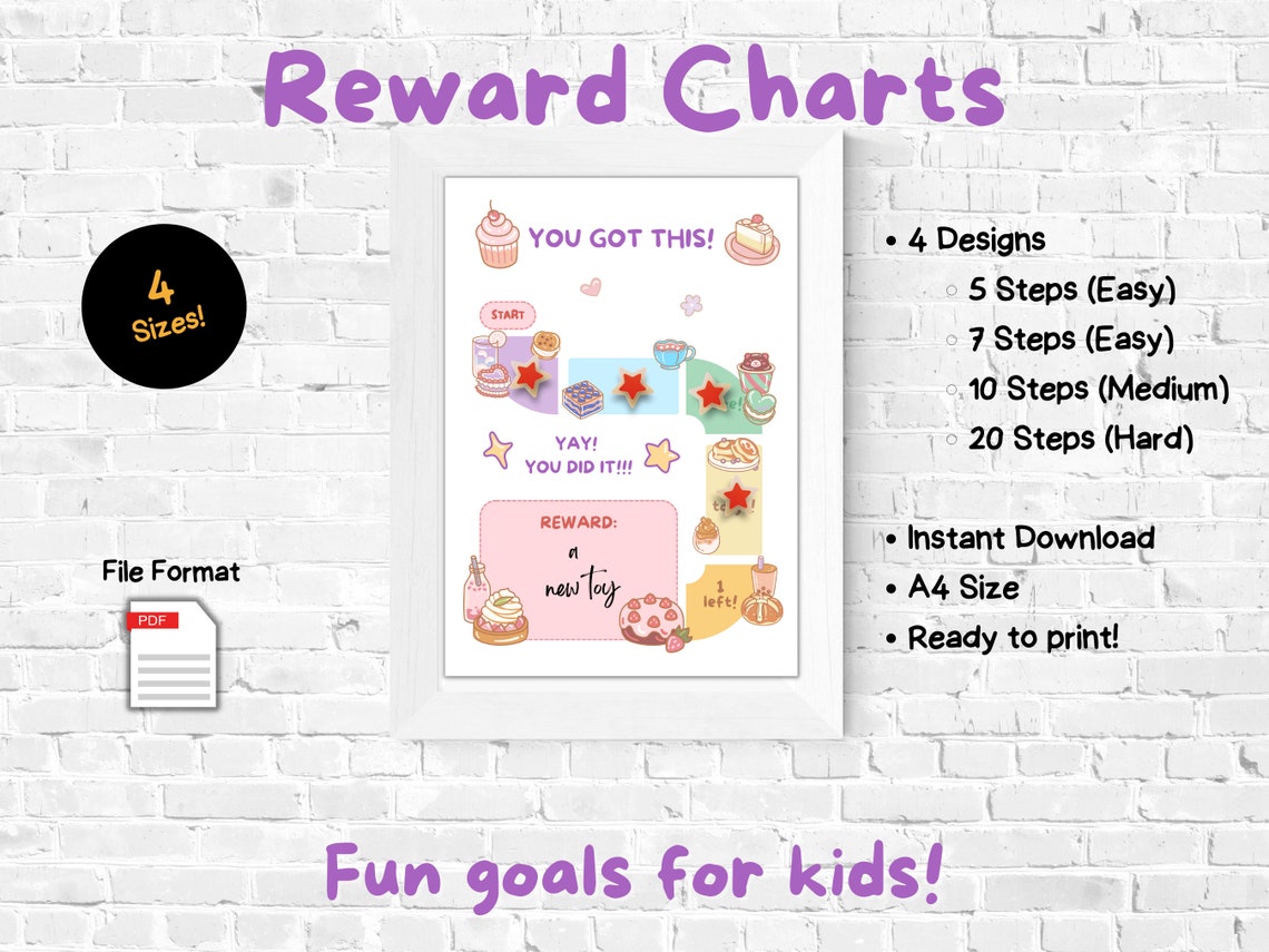 Kids Reward Chart Chore Chart Printable Reward Chart Potty - Etsy