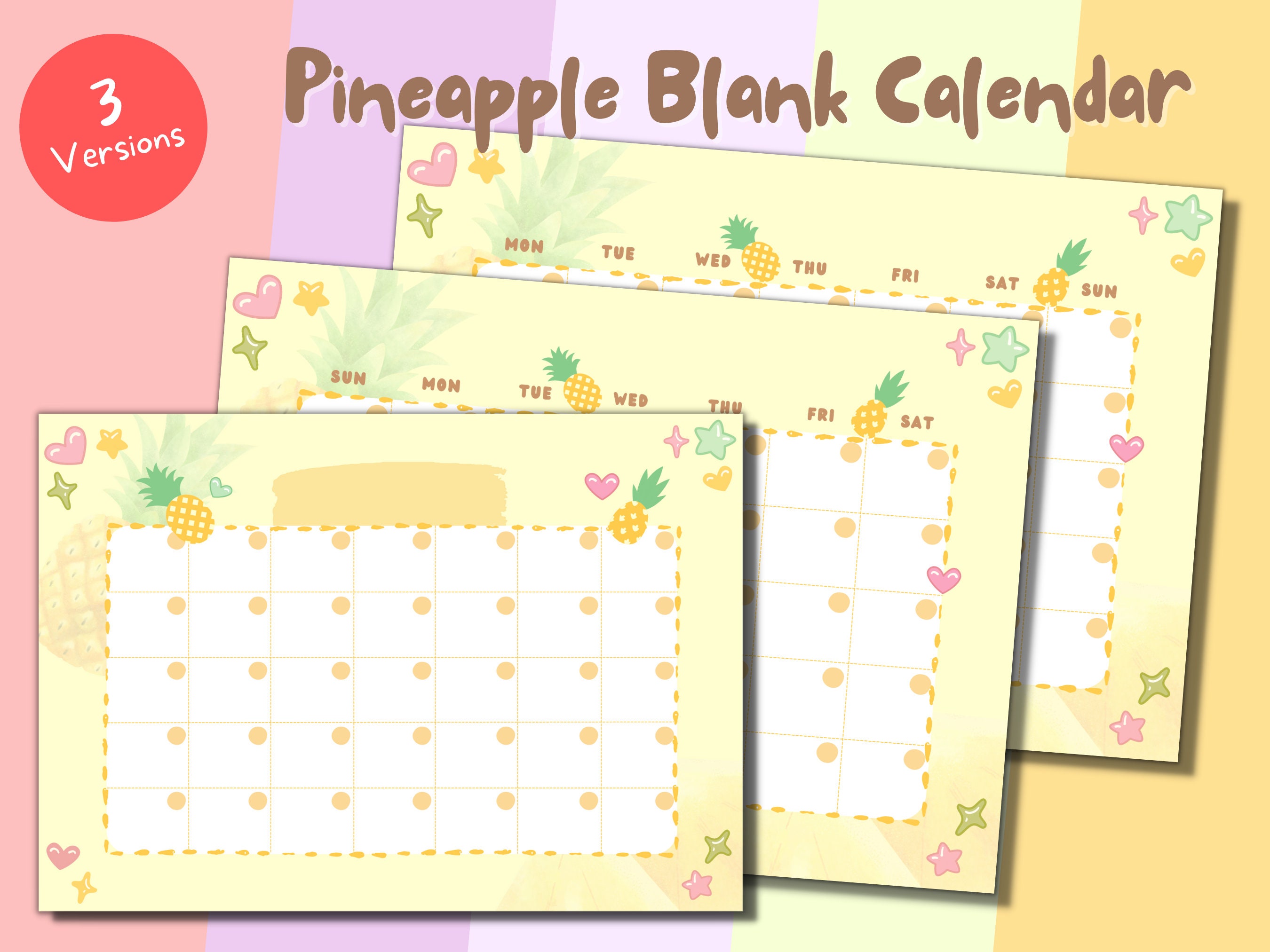 Calender, Open Cute Printable Planner, Cute Blank Calendar, Cute ...