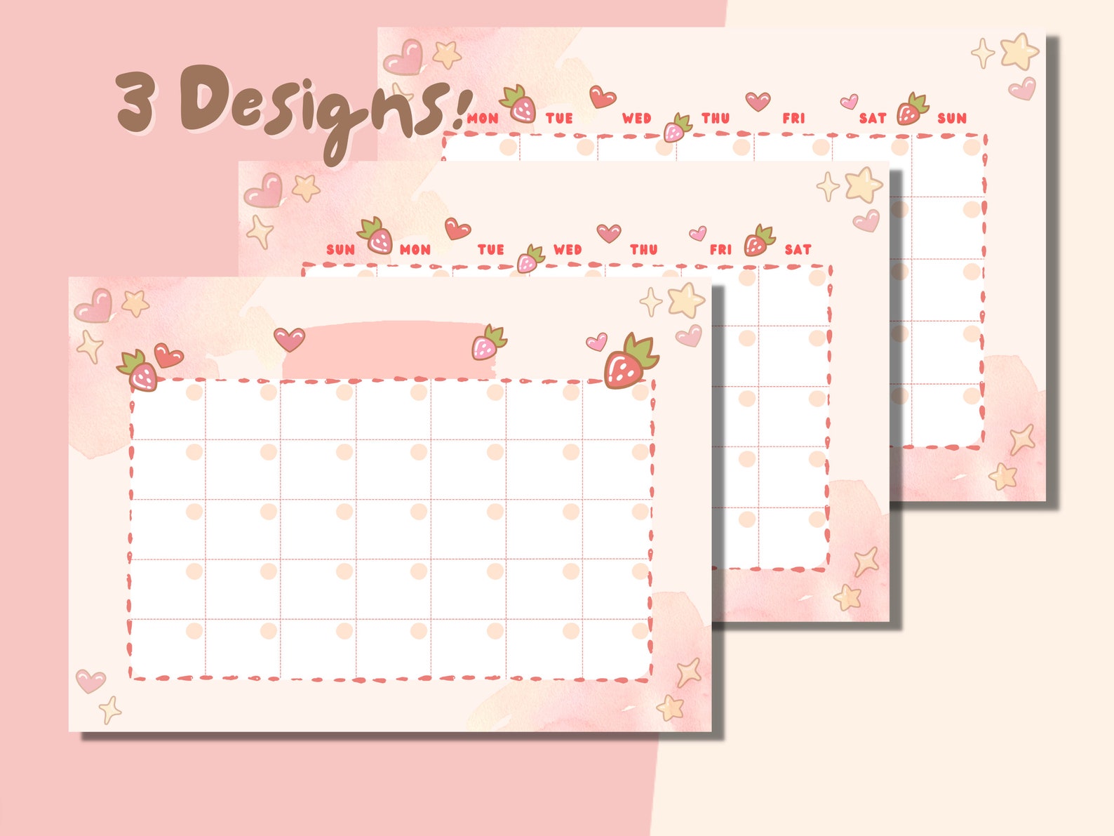 Calender, Strawberry Open Printable Calendar, Open Cute Printable ...