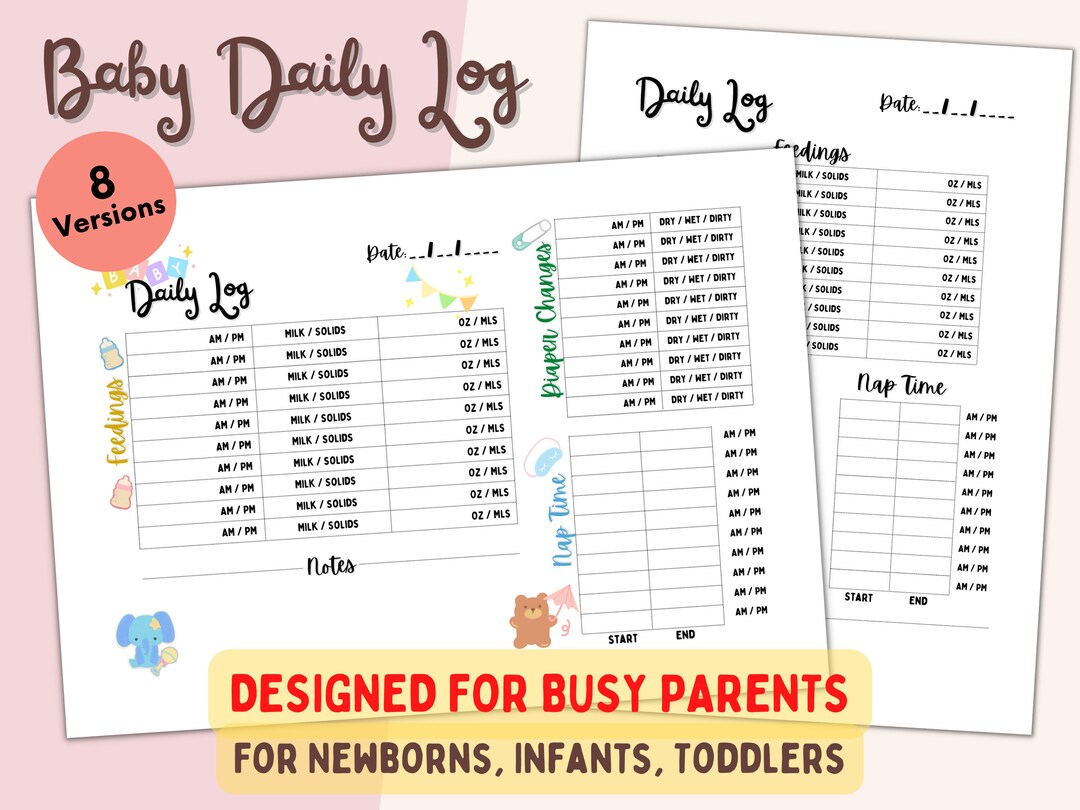 Baby Daily Log Template, Daily Infant Care Sheet, Infant Daily Log ...