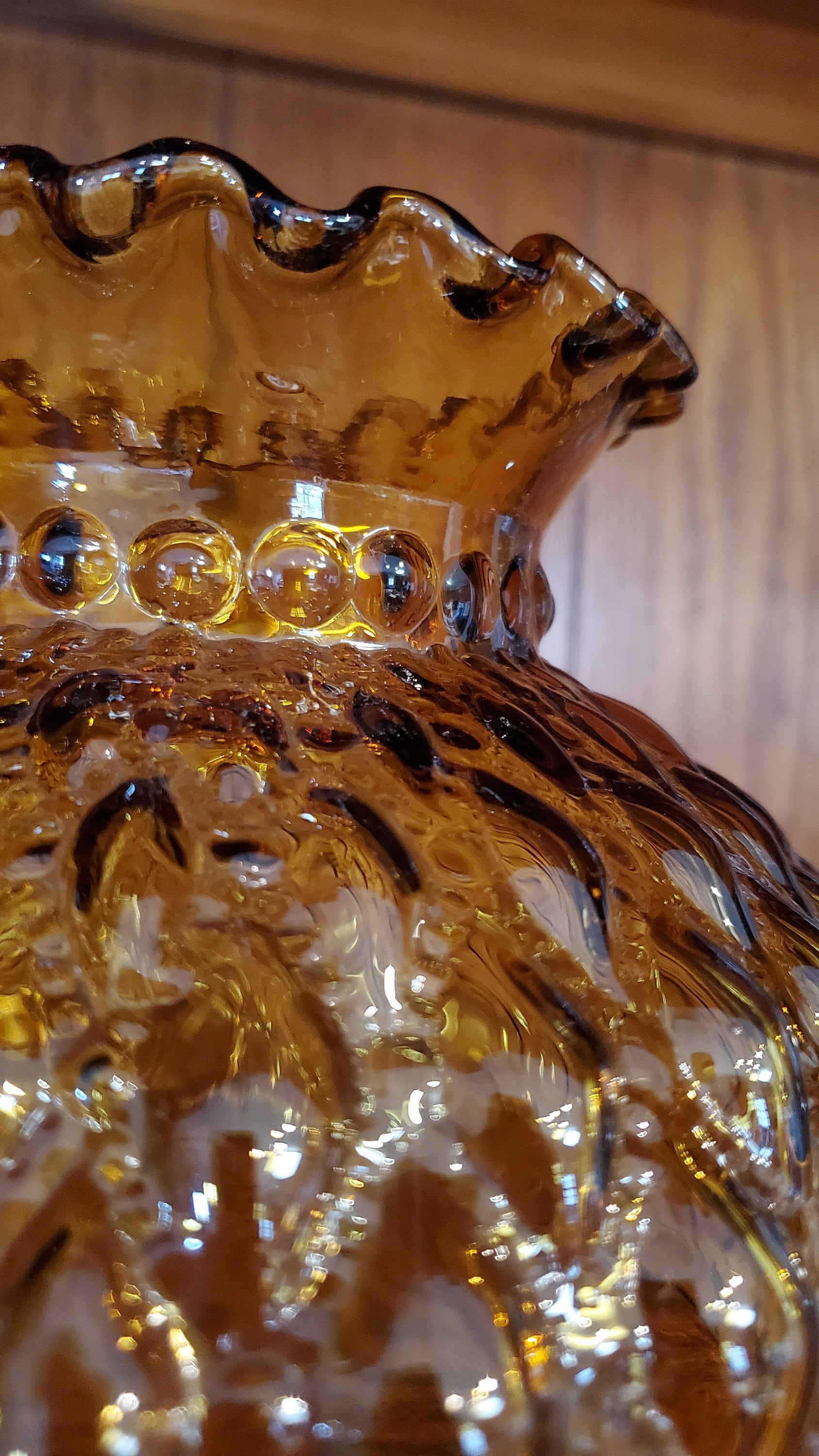 Vintage Amber Quilted Glass Lamp Shade Vintage Amber Quilted Glass Lamp Shade