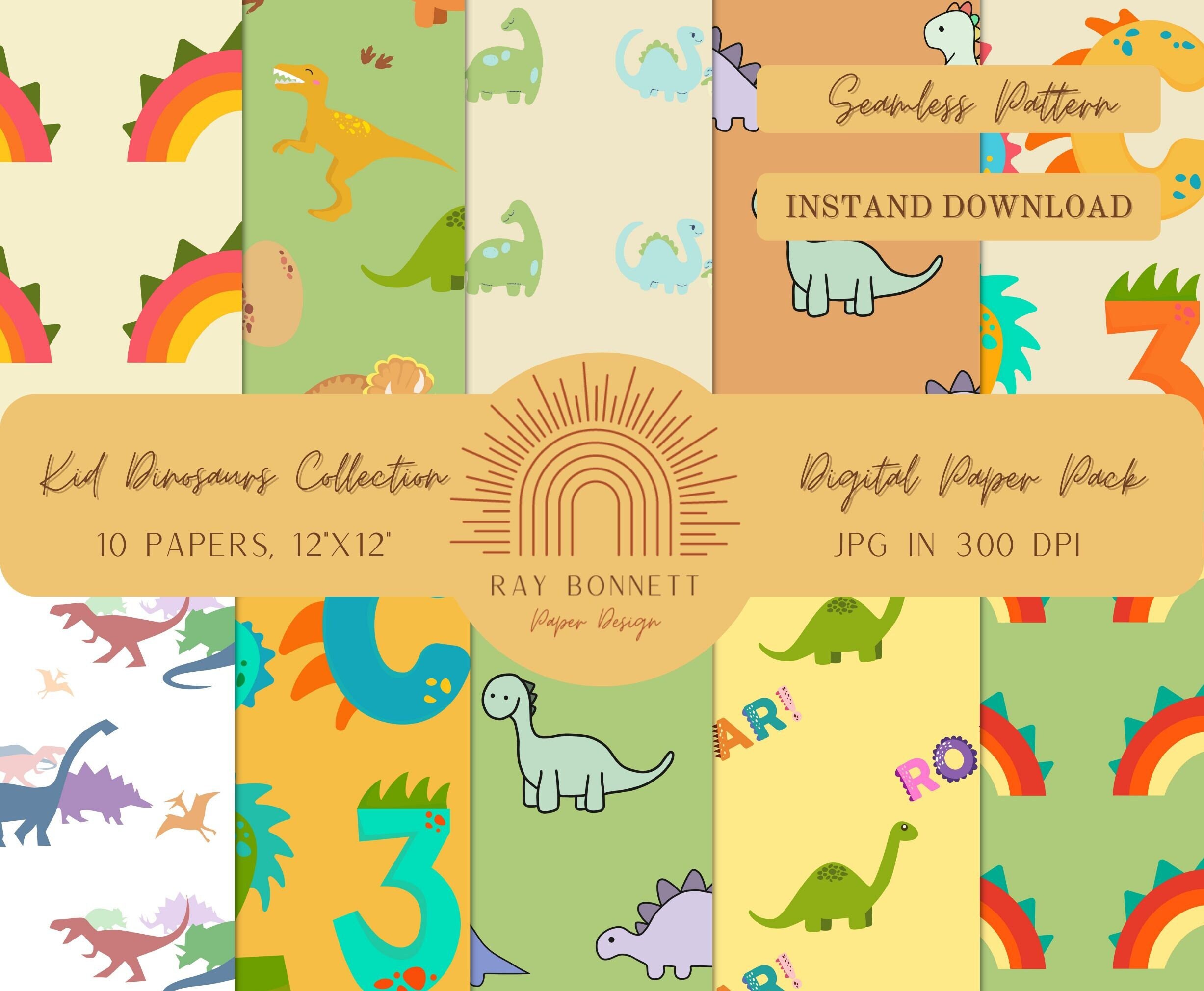 Cute Dinosaur Seamless Pattern Digital Paper Instant Download Dinosaur ...