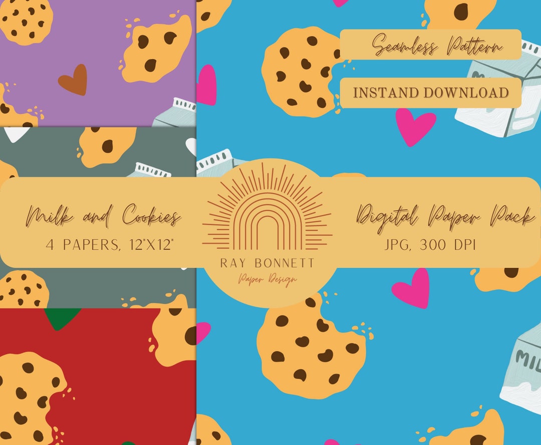 Milk and Cookies Seamless Pattern Digital Paper Instant Download - Etsy