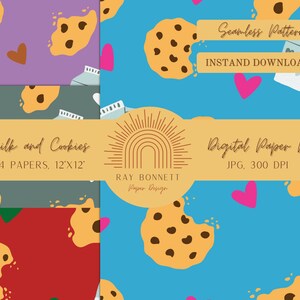Milk and Cookies Seamless Pattern Digital Paper Instant Download - Etsy