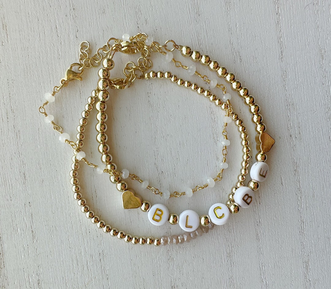 14k Gold | Custom | Mother's Day Bracelet | Beaded Bracelet | Mom ...