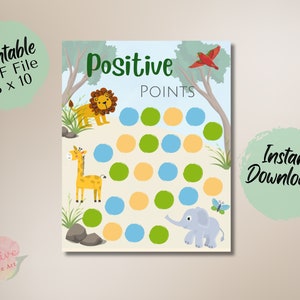 Kids Reward Chart, Safari Positive Points Reward Tracker, Printable ...