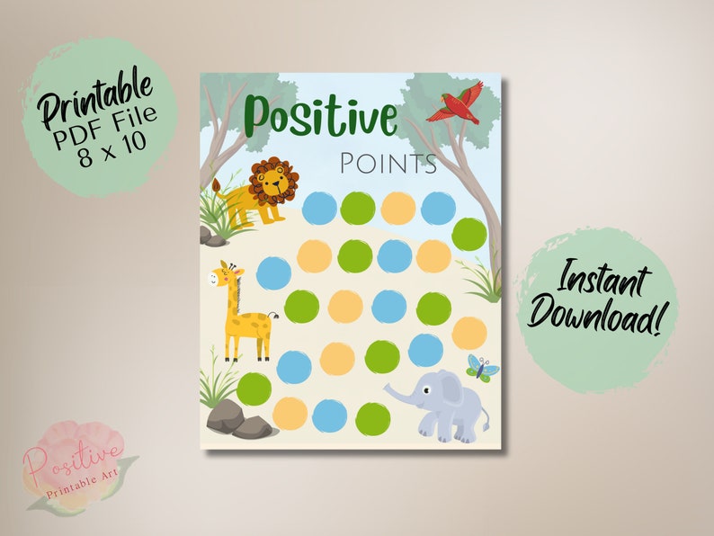 Kids Reward Chart, Safari Positive Points Reward Tracker, Printable ...