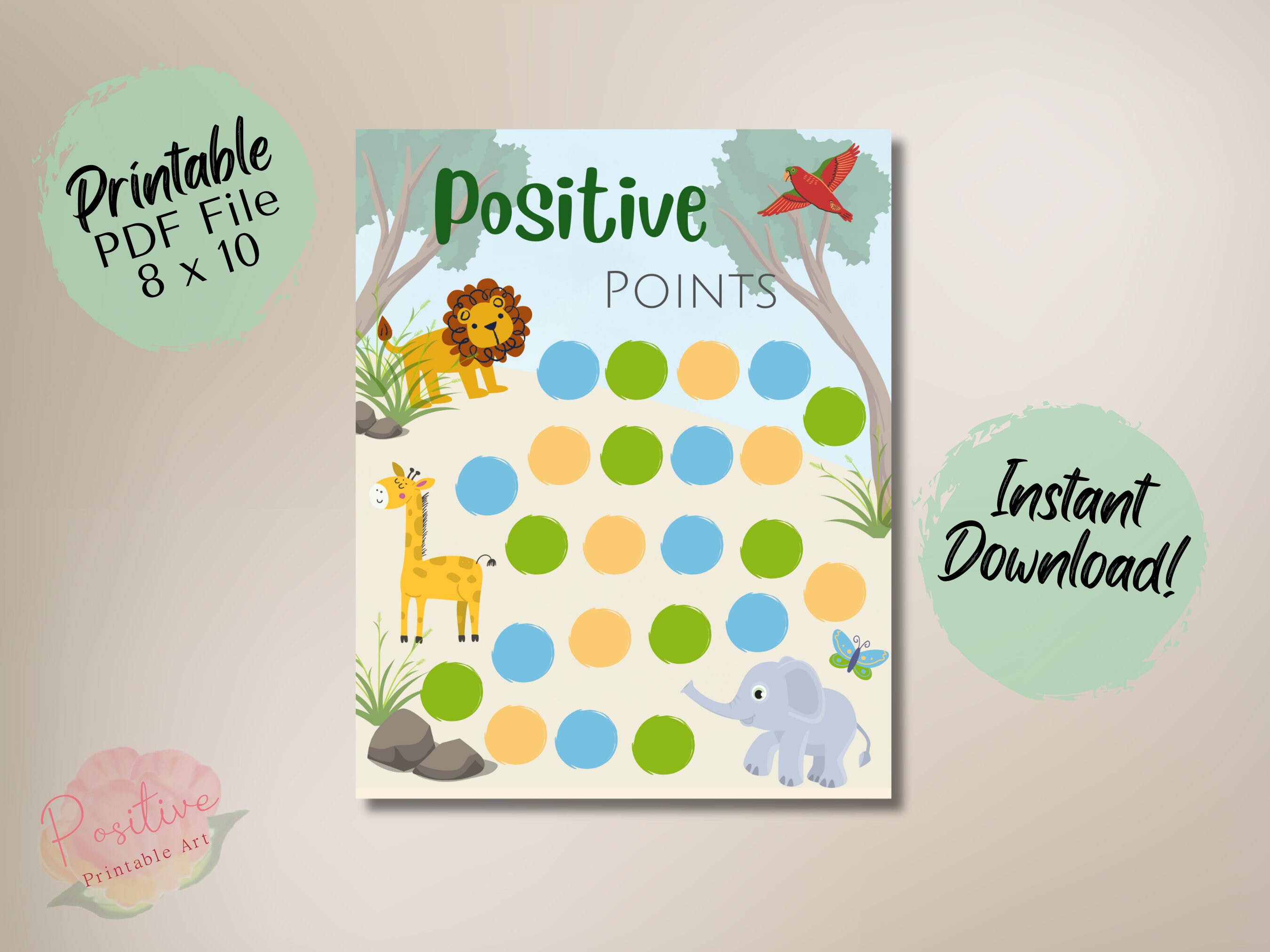 Kids Reward Chart, Safari Positive Points Reward Tracker, Printable ...