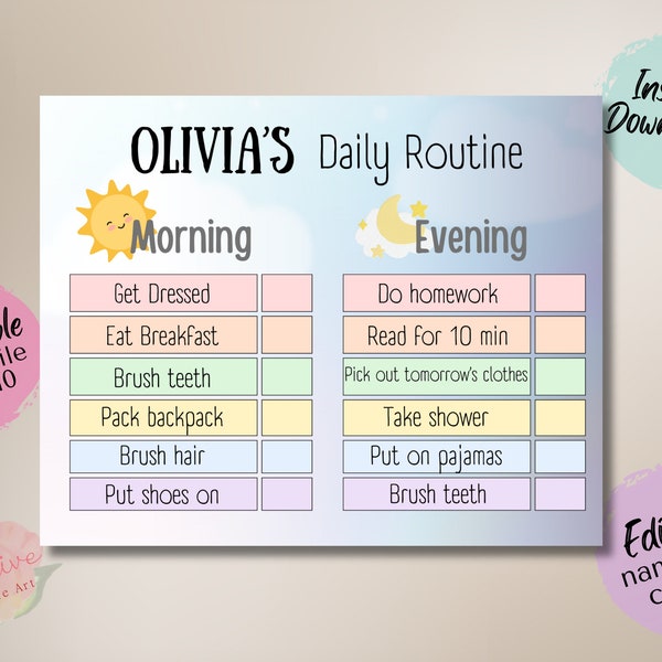 Sticker Chart Morning Routine Printable - Etsy