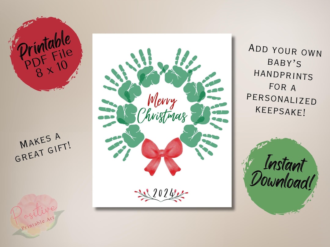2024 Christmas Handprint Art, Personalized Christmas Gift, Baby Toddler ...