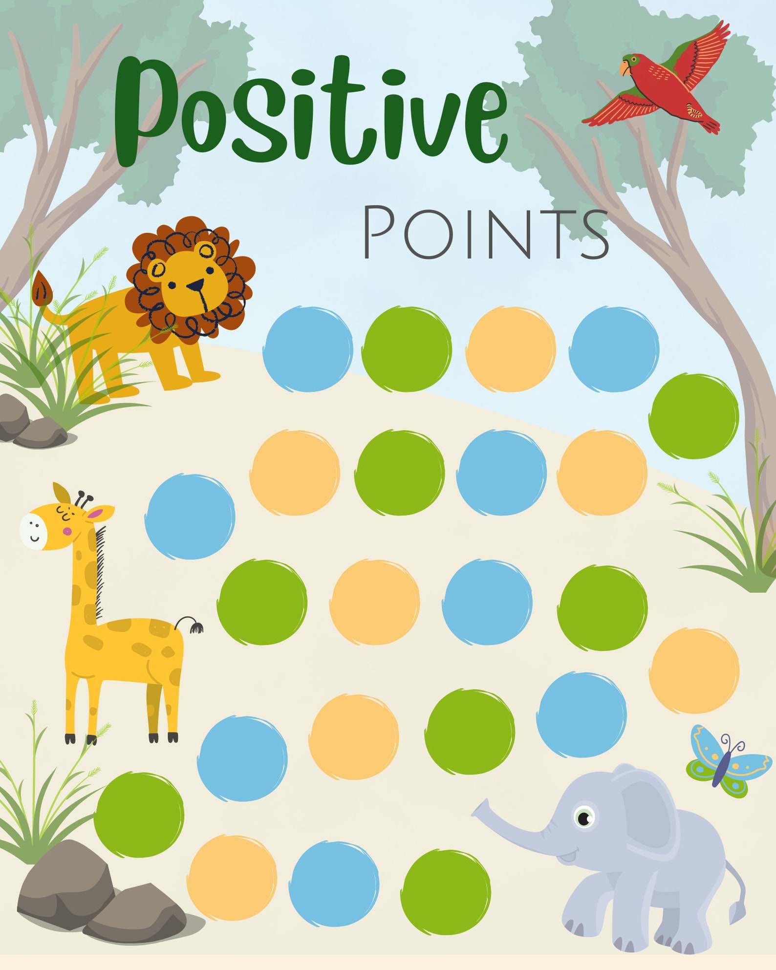 Kids Reward Chart, Safari Positive Points Reward Tracker, Printable ...