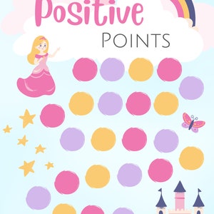 Kids Reward Chart, Princess Positive Points Reward Tracker, Printable ...