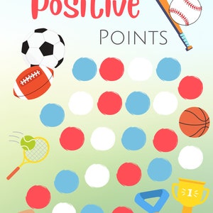 Kids Reward Chart, Sports Positive Points Reward Tracker, Printable ...