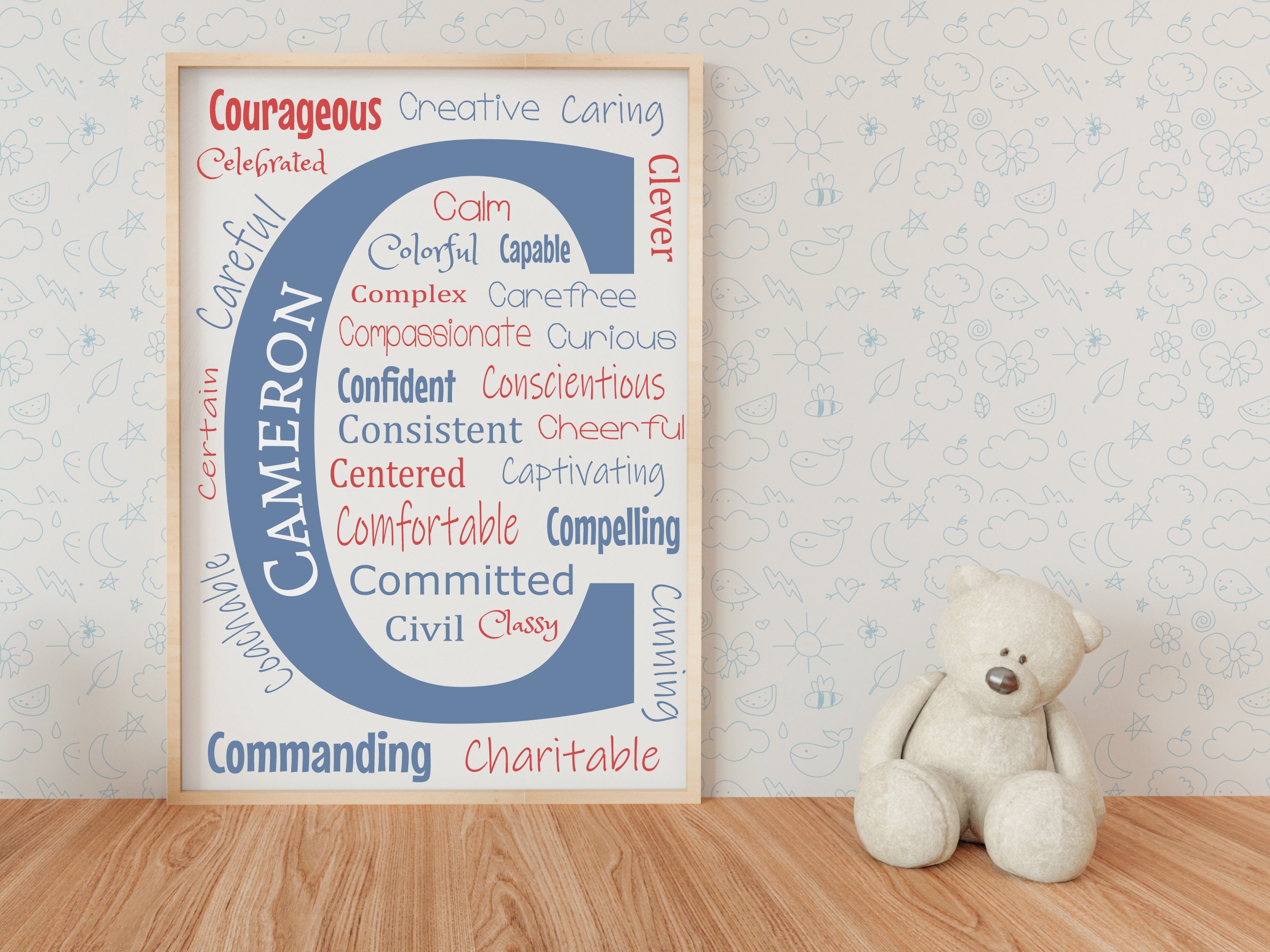Personalized Letter C Printable Wall Art With Positive Affirmations for ...
