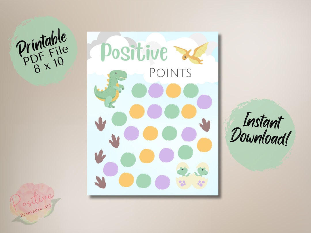 Kids Reward Chart, Dinosaur Positive Points Reward Tracker, Printable ...