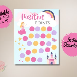 Kids Reward Chart, Princess Positive Points Reward Tracker, Printable ...