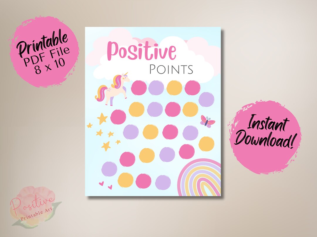 Kids Reward Chart, Unicorn Rainbow Positive Points Reward Tracker ...