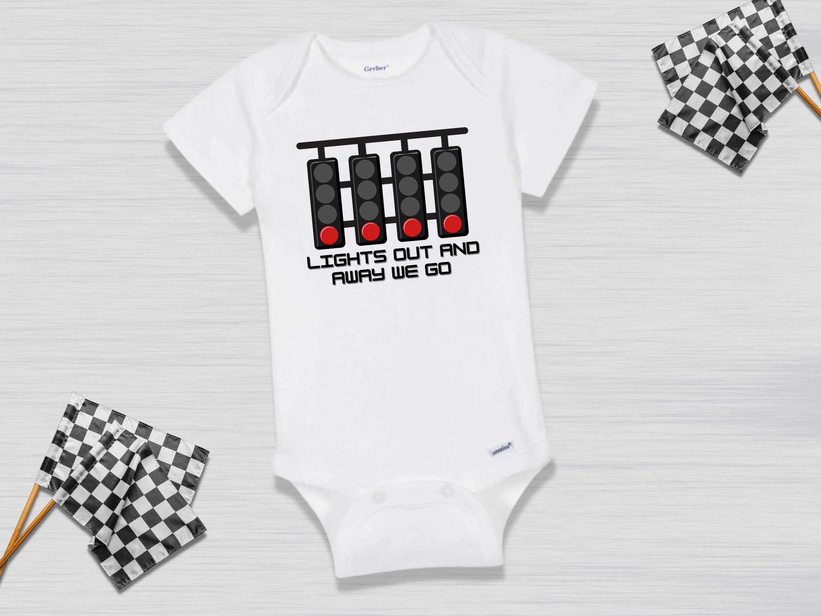 Lights Out and Away We Go Formula 1 Baby Onesie, F1 Baby Clothes ...