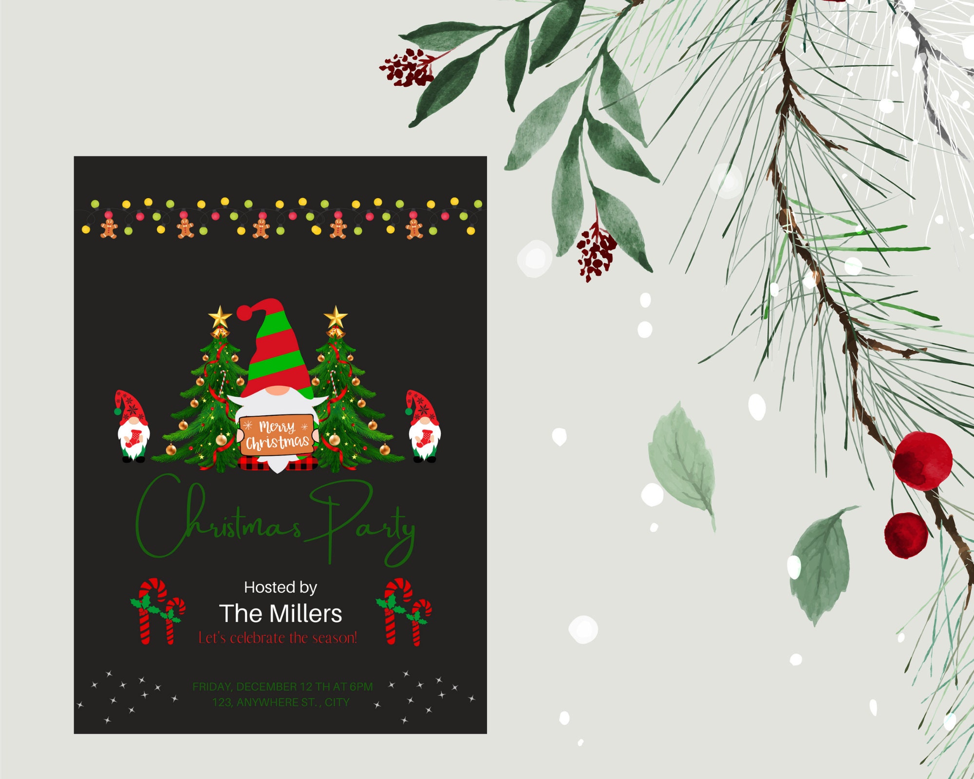 Editable Christmas Party Invitation Christmas Party Invitation Holiday ...