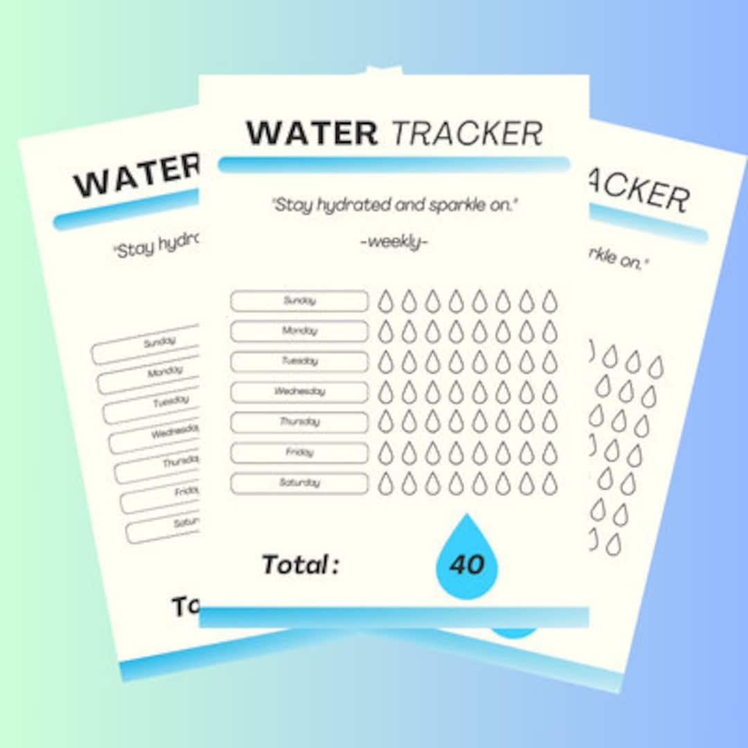Water Tracking Hydration Drink Water Logbook Planner Sheet - Etsy