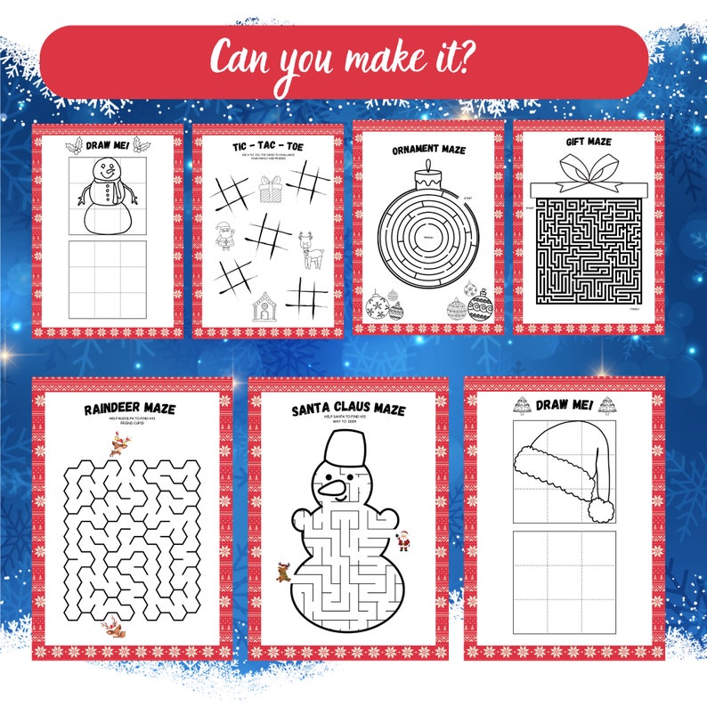 20printable Christmas Activity Pages for Kids and Elders,kid's ...