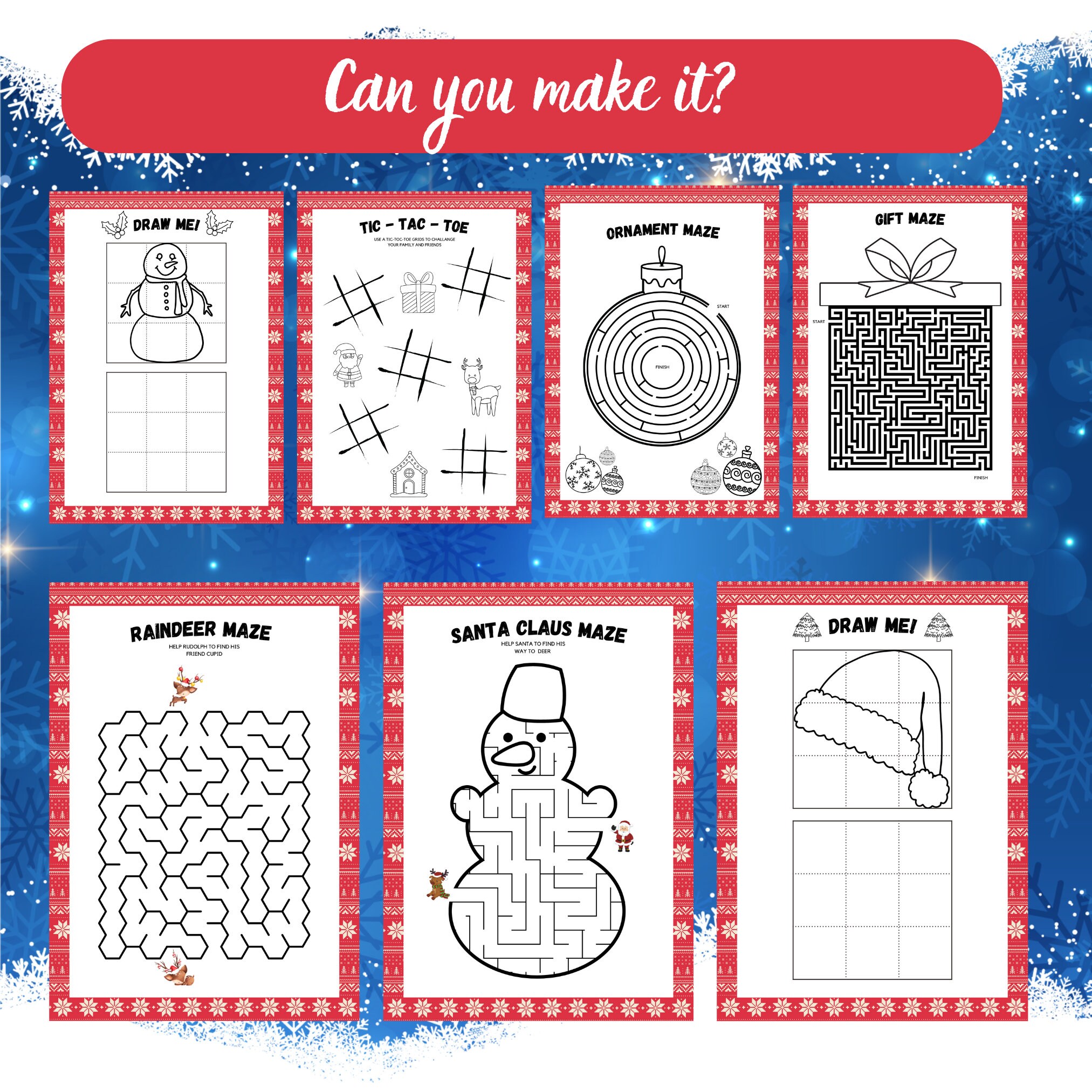 20printable Christmas Activity Pages for Kids and Elders,kid's ...