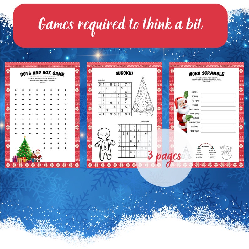20printable Christmas Activity Pages for Kids and Elders,kid's ...