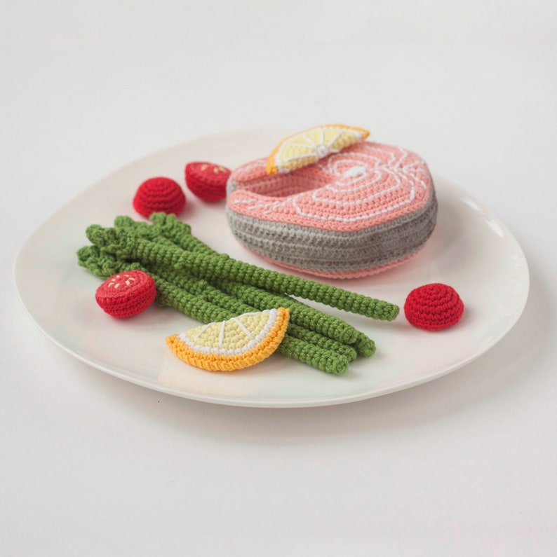 Salmon Steak With Asparagus Crochet Pattern - Etsy
