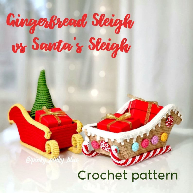 Gingerbread Sleight+santa's Sleight Crochet Pattern - Etsy