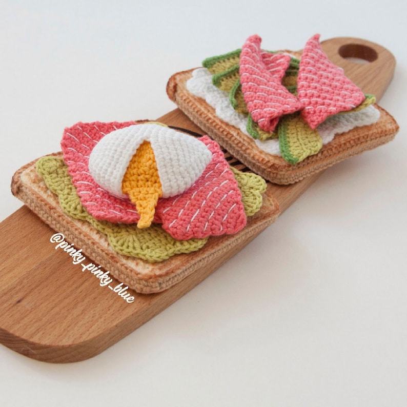 Toasts With Salmon and Avocado Crochet Pattern - Etsy