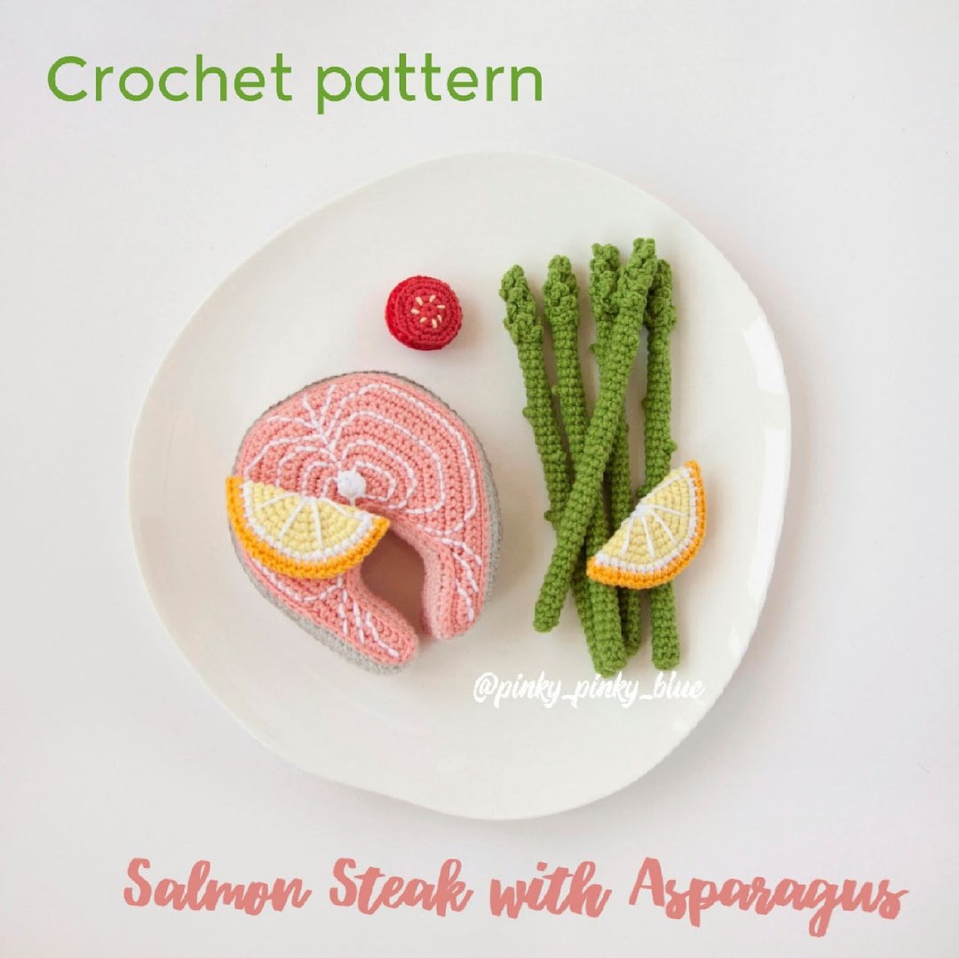 Salmon Steak With Asparagus Crochet Pattern - Etsy