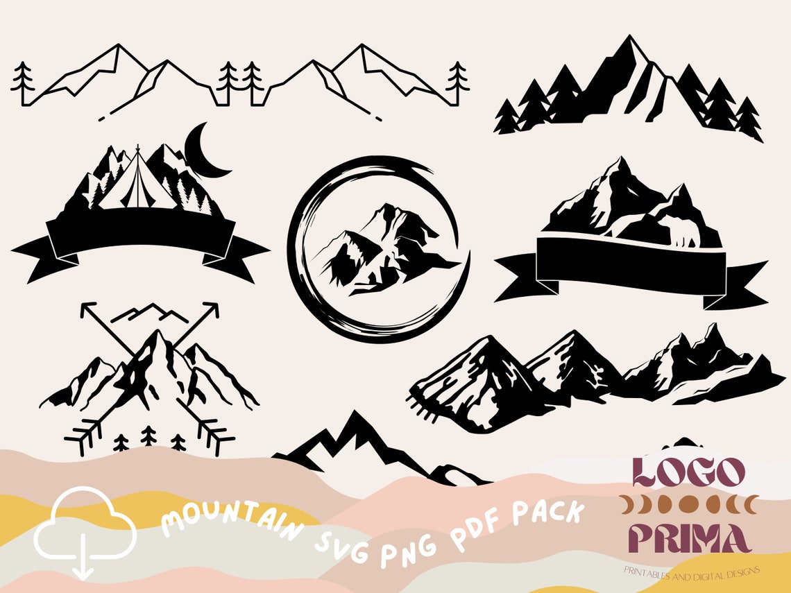 Mountain SVG PNG PDF Logo Bundle - Etsy