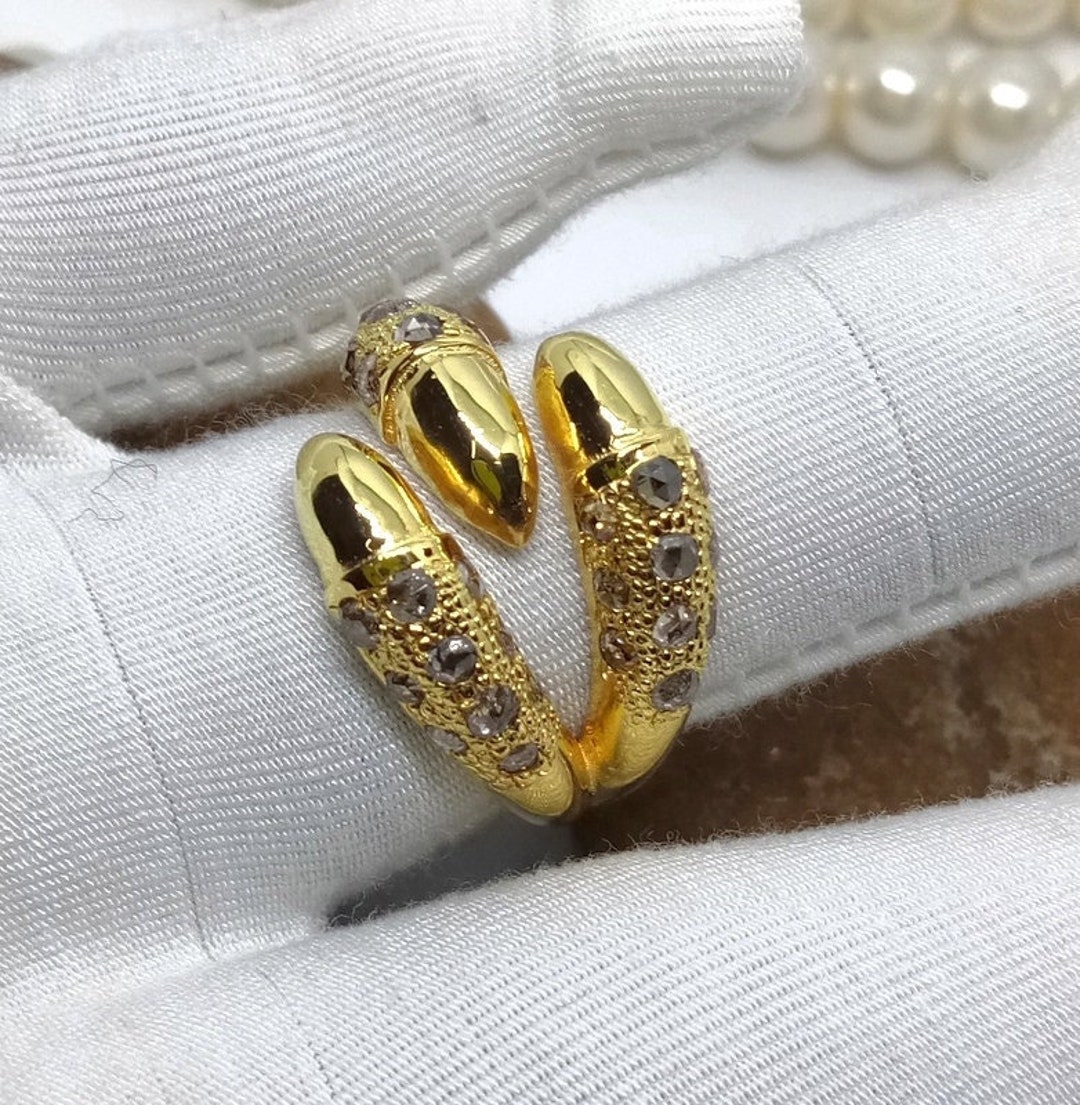 Claw Ring Filigree Fantasy ,old Mine Rose Cut Diamond Ring Gift for ...