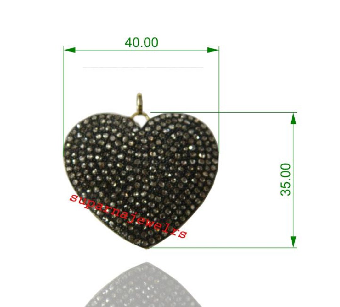 Large Heart Diamond Pendant .rosecut Diamond Large Heart Oendamt 35x40 ...