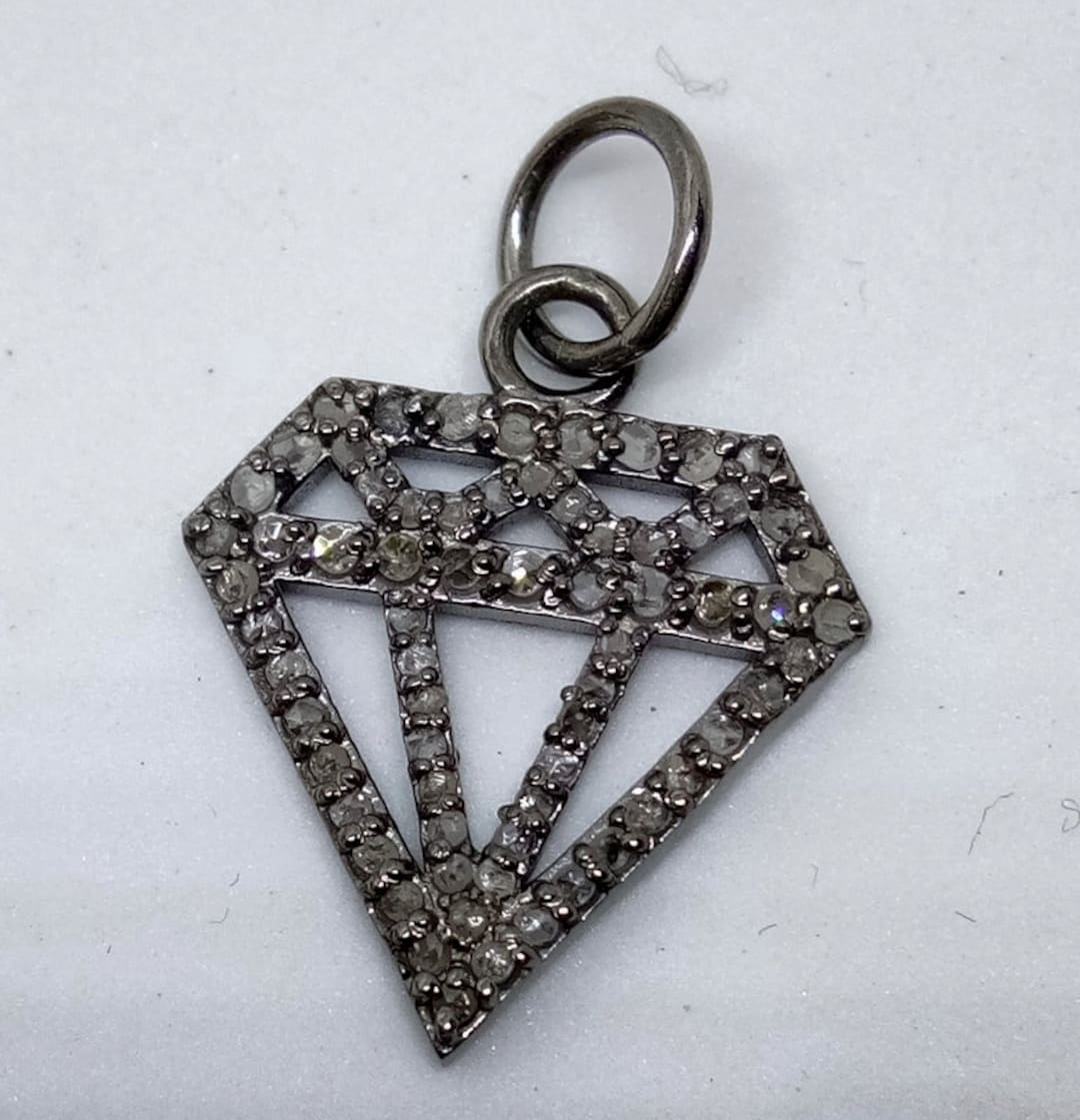 Pave Diamond Arrow Pendant, Diamond Charms, Antique Silver Diamond ...