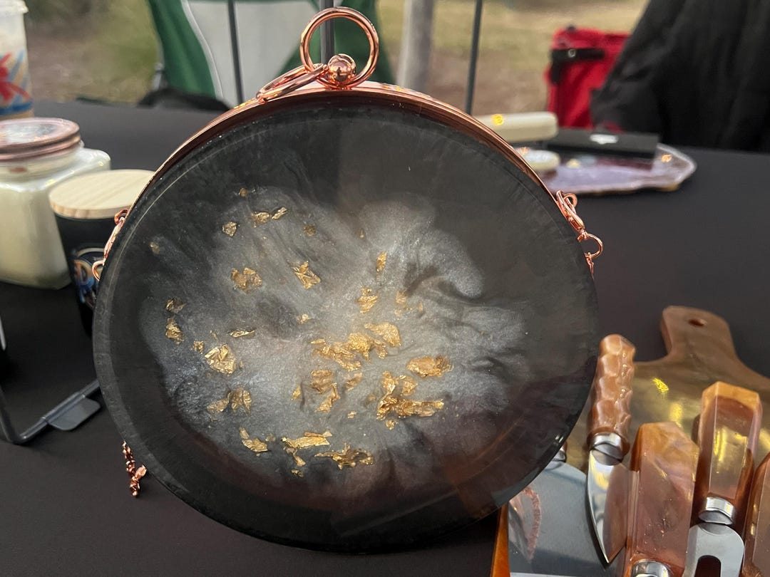 Midnight Luxe Resin Purse – Handmade Epoxy Clutch With Gold Leaf ...