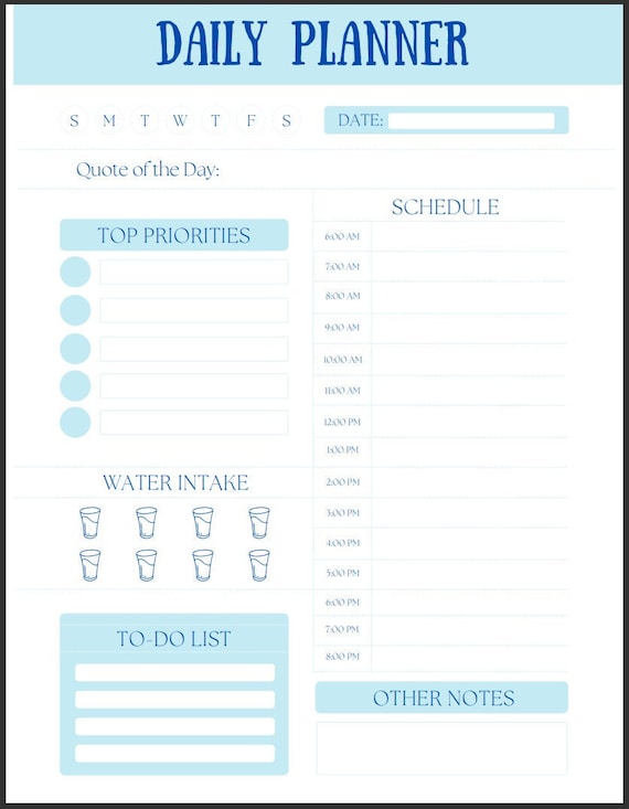 Daily Planner Printable Instant Download to Do List Daily - Etsy