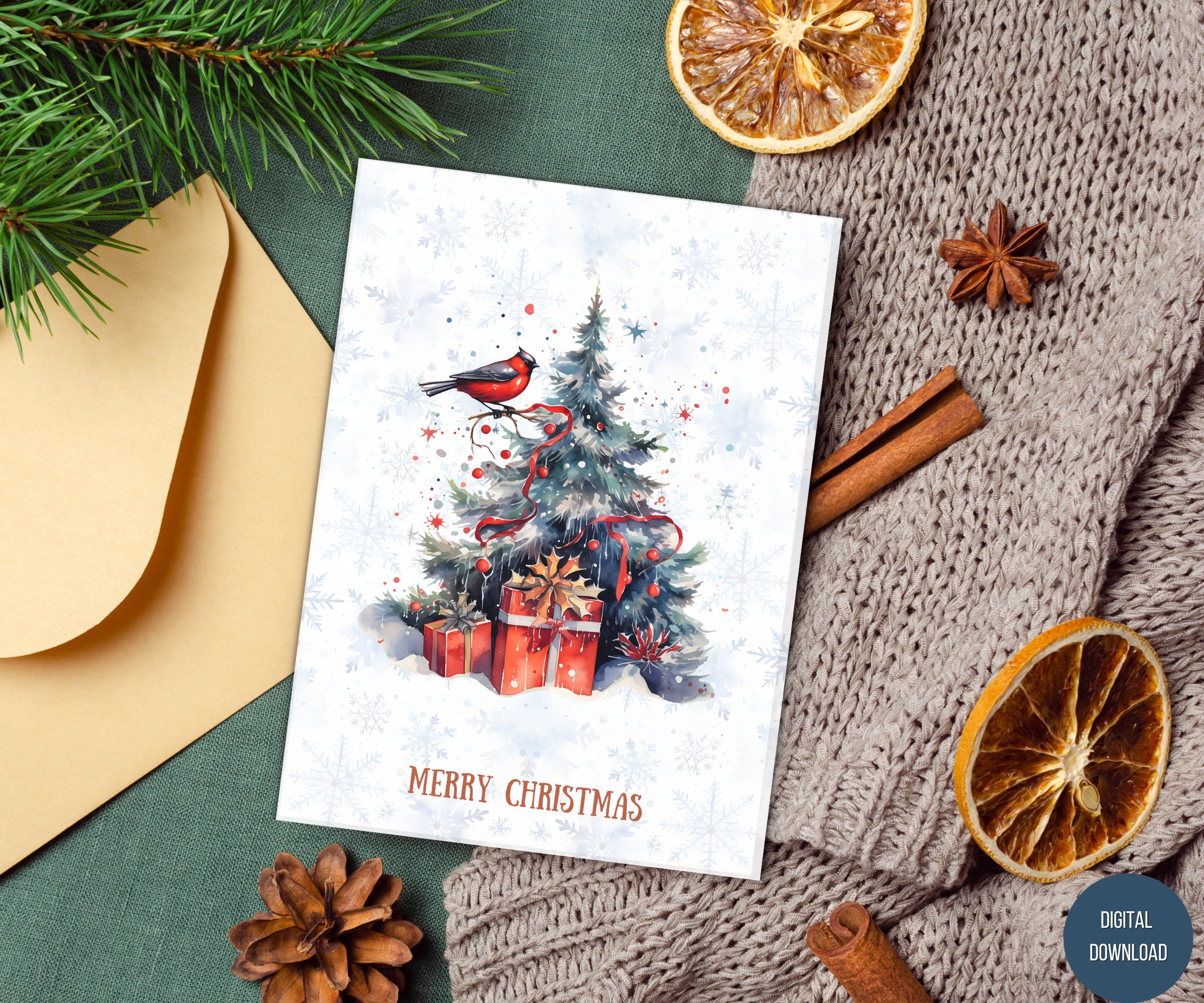 Digital Christmas Cards, Merry Christmas, Digital Download, Printable ...