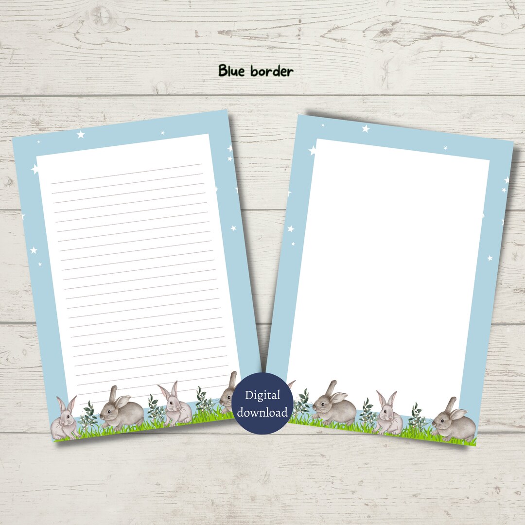 Easter Bunny Stationery, Children's Stationery, Writing Paper, Digital ...