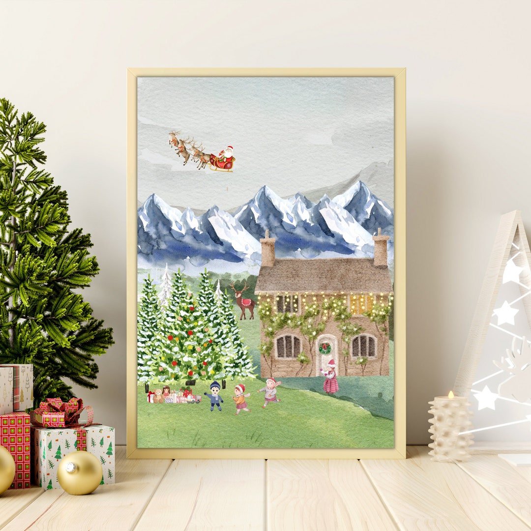 Christmas Watercolour Santa Printable Image Instant - Etsy