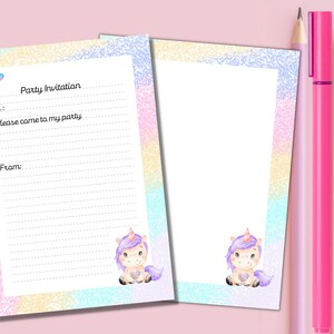 Unicorn Printable Stationery Paper, Lined and Unlined, A4 and Letter ...