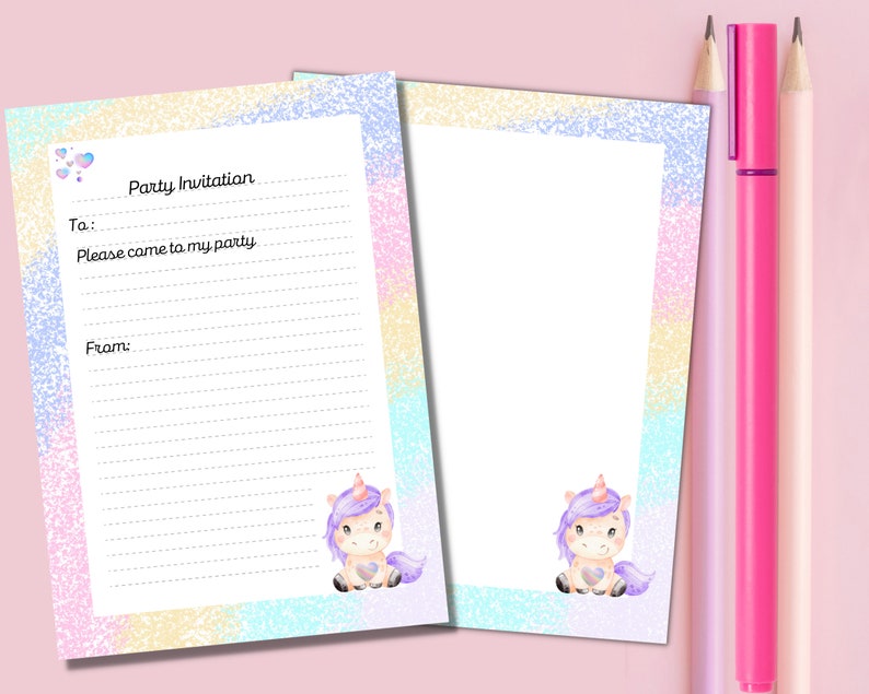 Unicorn Printable Stationery Paper, Lined and Unlined, A4 and Letter ...