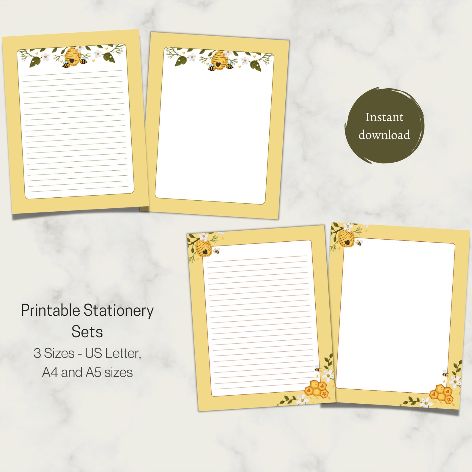 Digital Beehive Printable Stationery , Bee Stationery Printable ...