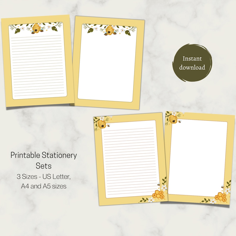 Digital Beehive Printable Stationery , Bee Stationery Printable ...