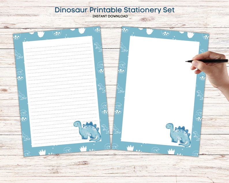 Dinosaur Stationery: Printable Letter Paper, A4 & US Letter (digital ...
